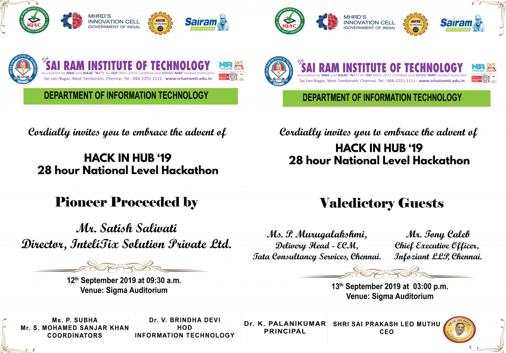 Department of it organizing two days national level 28 hour hackathon ...